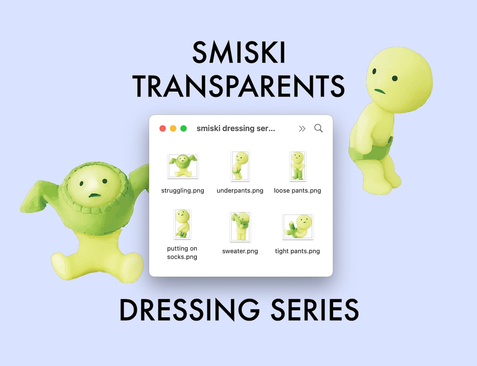 Smiski Clipart DRESSING Series Digital Png (6 FILES) Digital Stickers ...