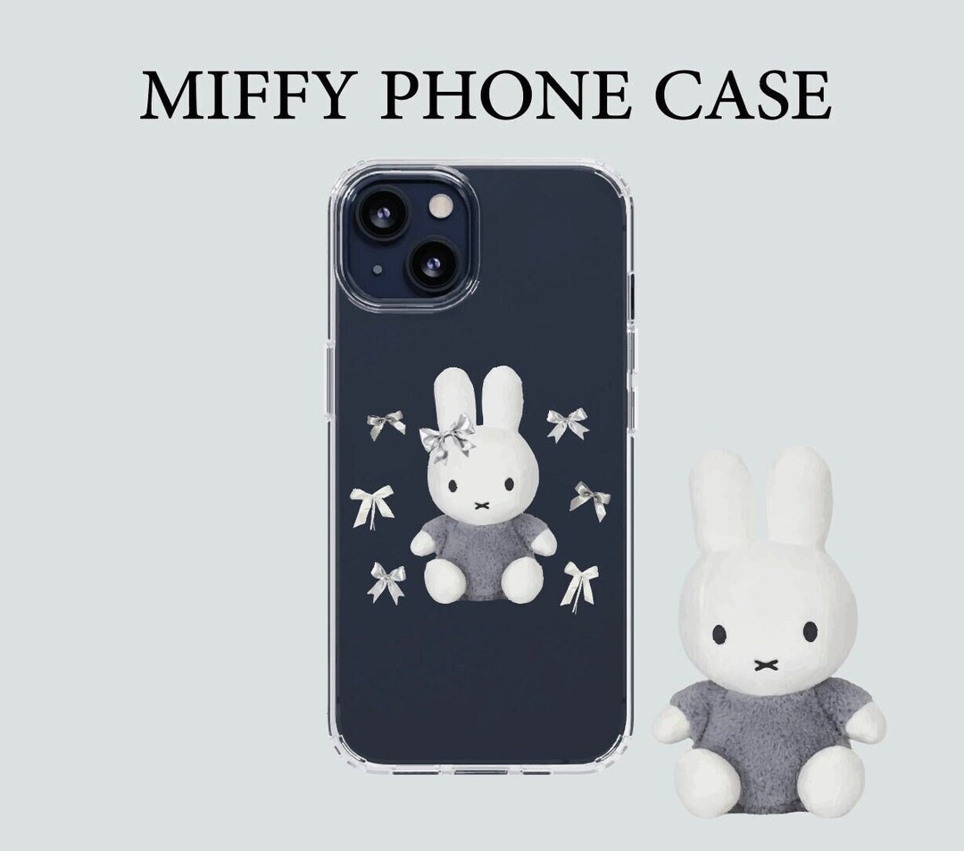 Miffy Grey Ribbon Coquette Clear Phone Case, Silver Bow Phone Cover ...