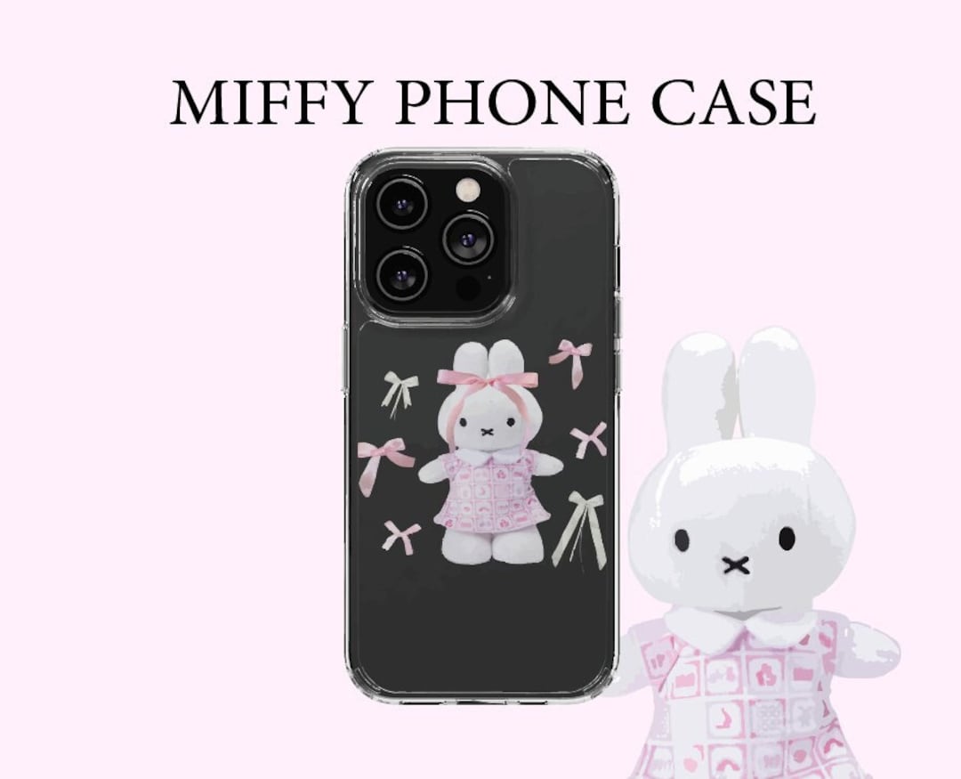 Miffy Pink Ribbon Coquette Clear Case, Pastel Baby Blue Bow Phone Cover ...