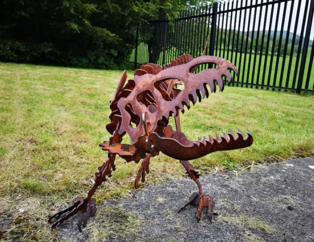 Rusty Metal Dinosaur Allosaurus 3d Allosaurus Garden Ornaments Art Dino ...