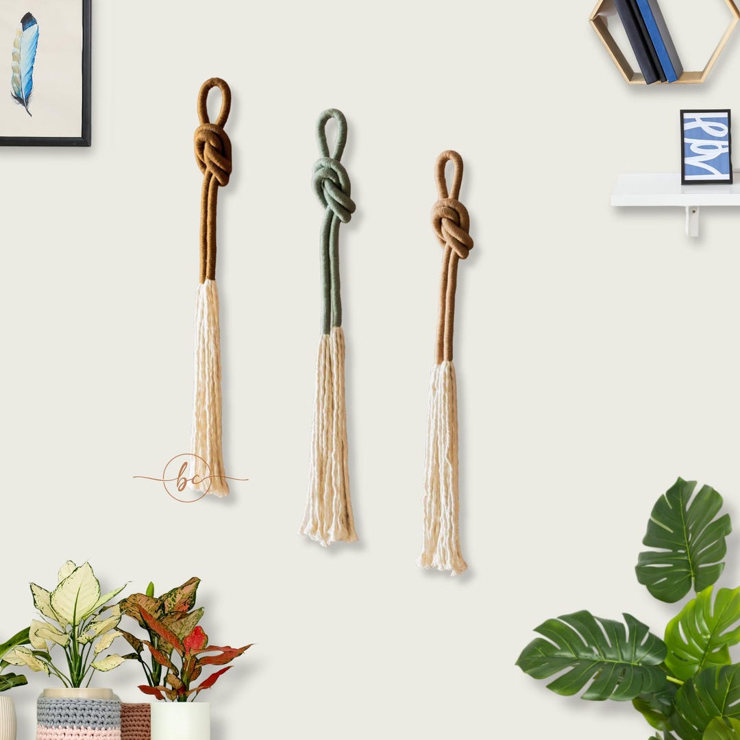 Macrame Celtic Knot Decor, Overhand Knot Tassel, Wrapped Knot Wall ...