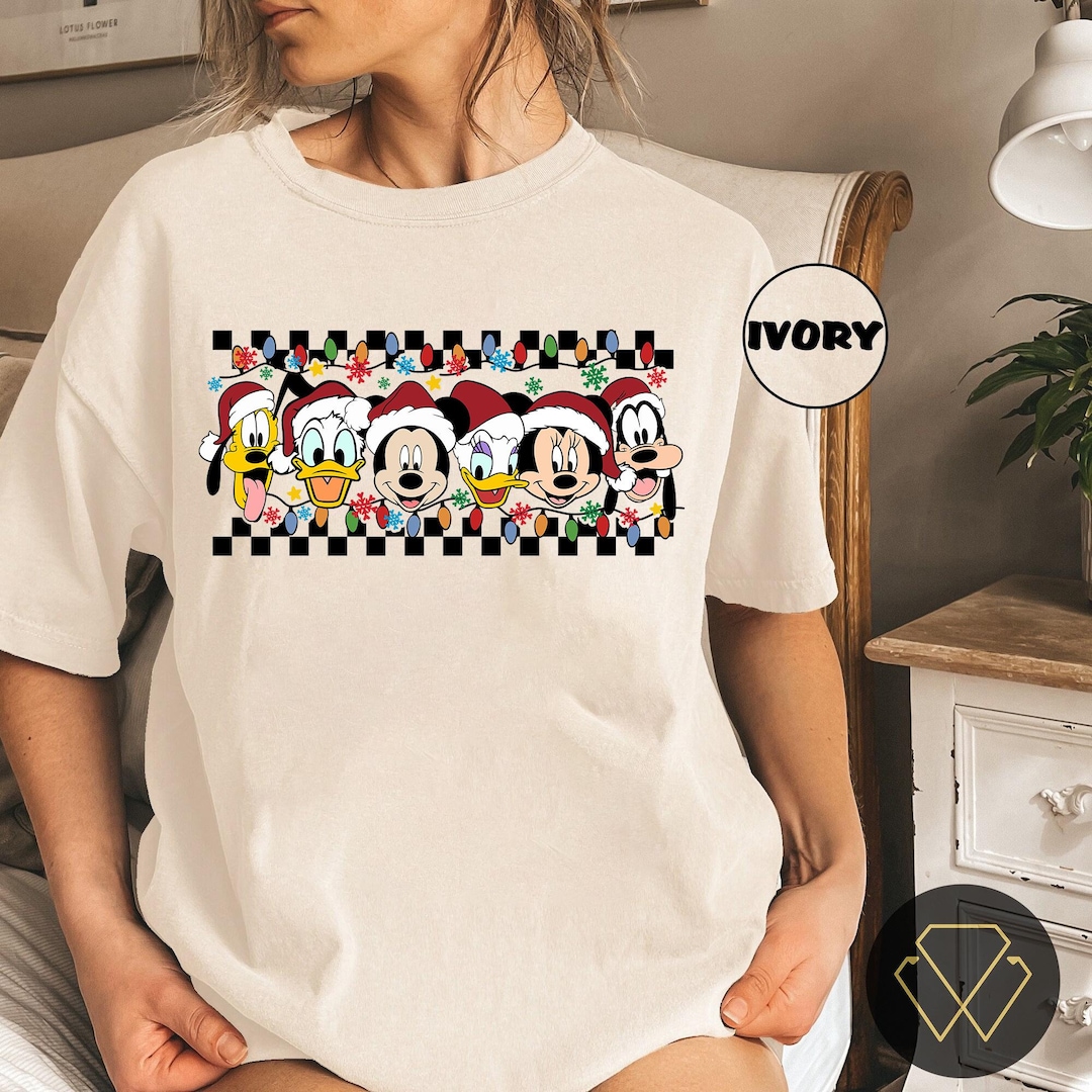 Retro Disney Checkered Christmas Comfort Colors Shirt, Mickey and ...
