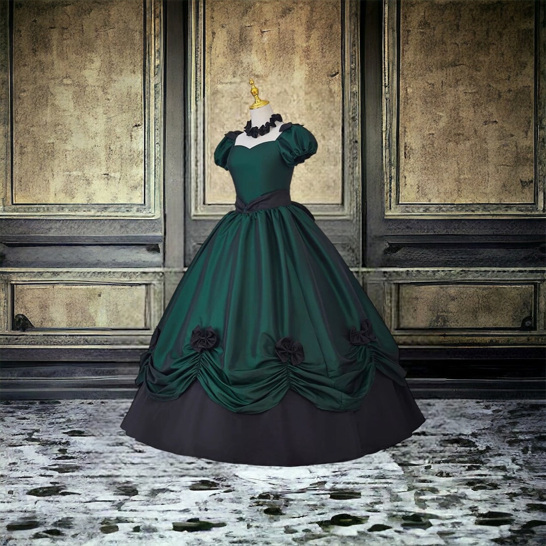 Rococo Style Green Dress, Victorian Era Southern Belle Gown, Victorian Ball Gown, Renaissance ...