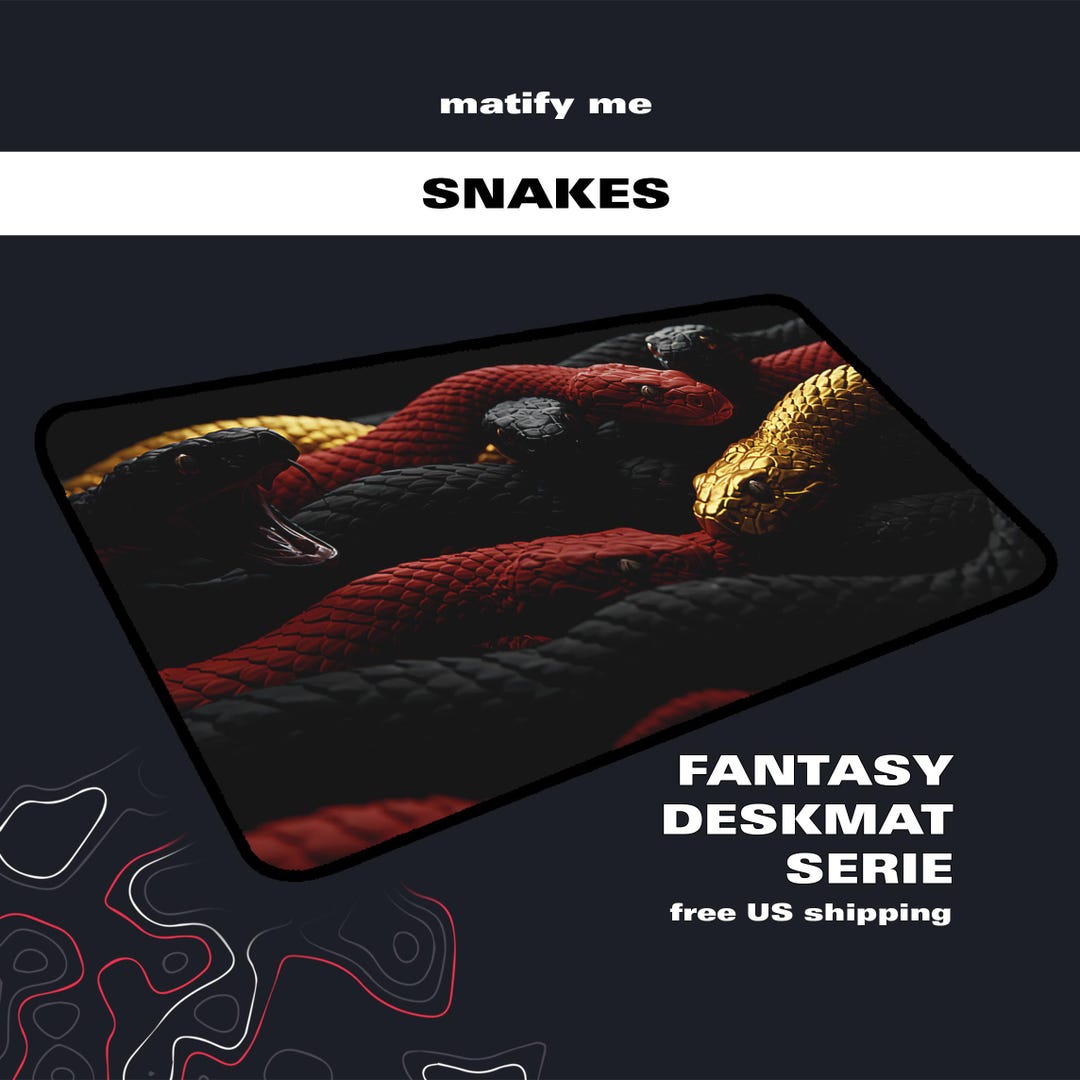 Serpent's Coil Deskmat | Snakes Mousepad Playmat | Edgy Reptile Desk ...