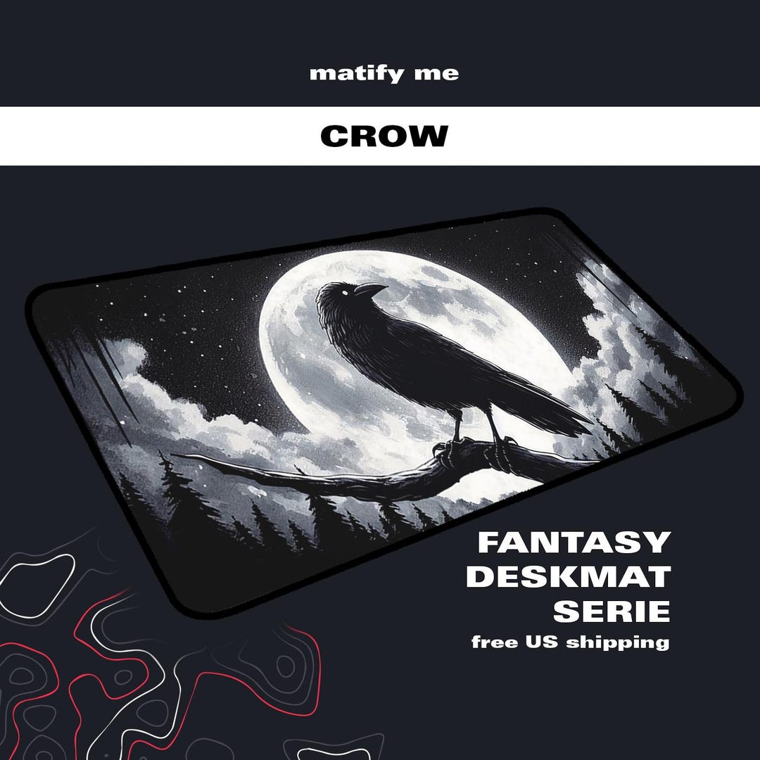 Gothic Crow Moon Desk Mat | Dark Academia Mystical Night Mousepad ...