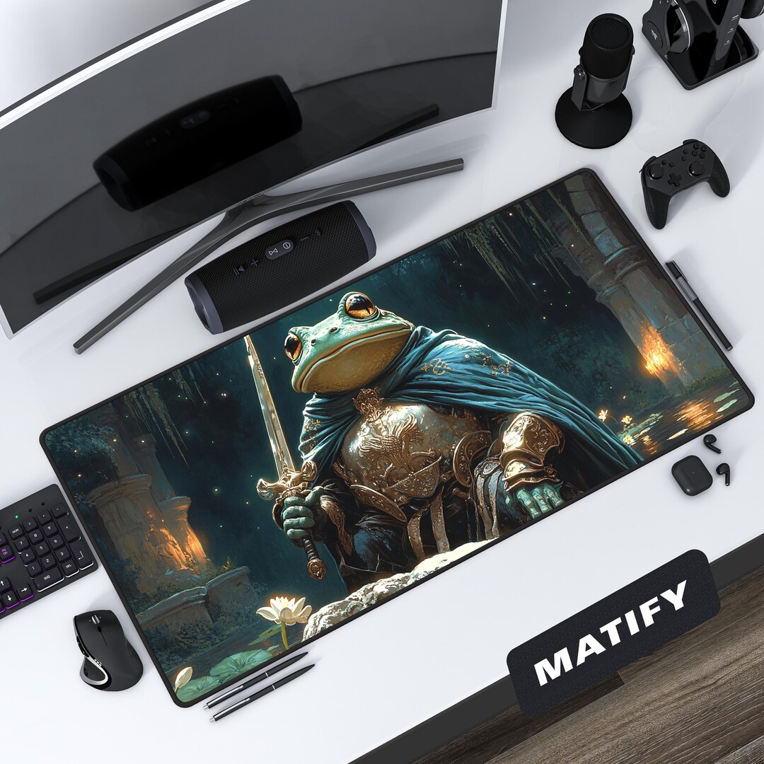 Frog Paladin Desk Mat Epic Fantasy Art, Large Gaming Mousepad With ...