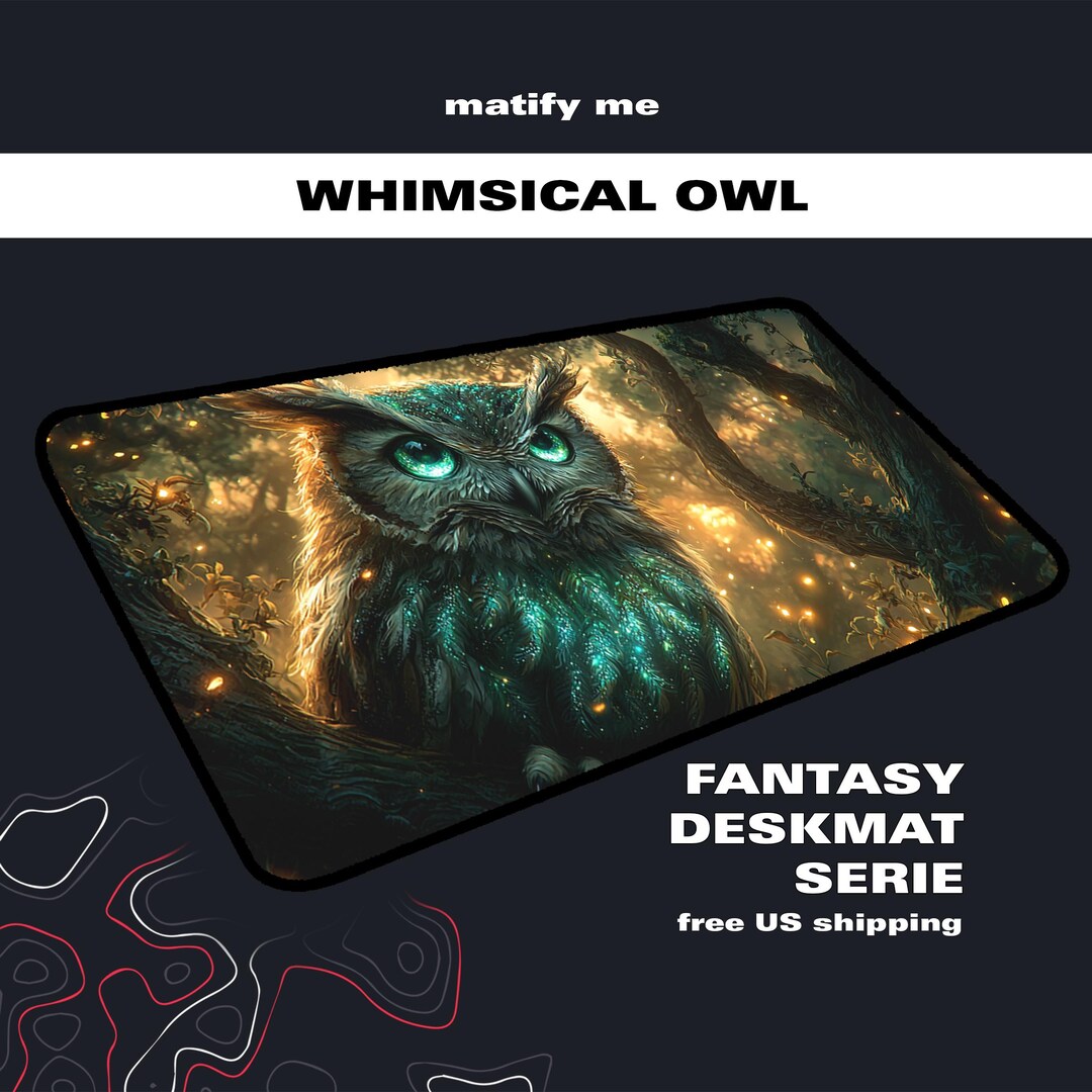 Enchanted Owl Desk Mat | Mystical Forest Owl Deskmat | Large Gaming ...