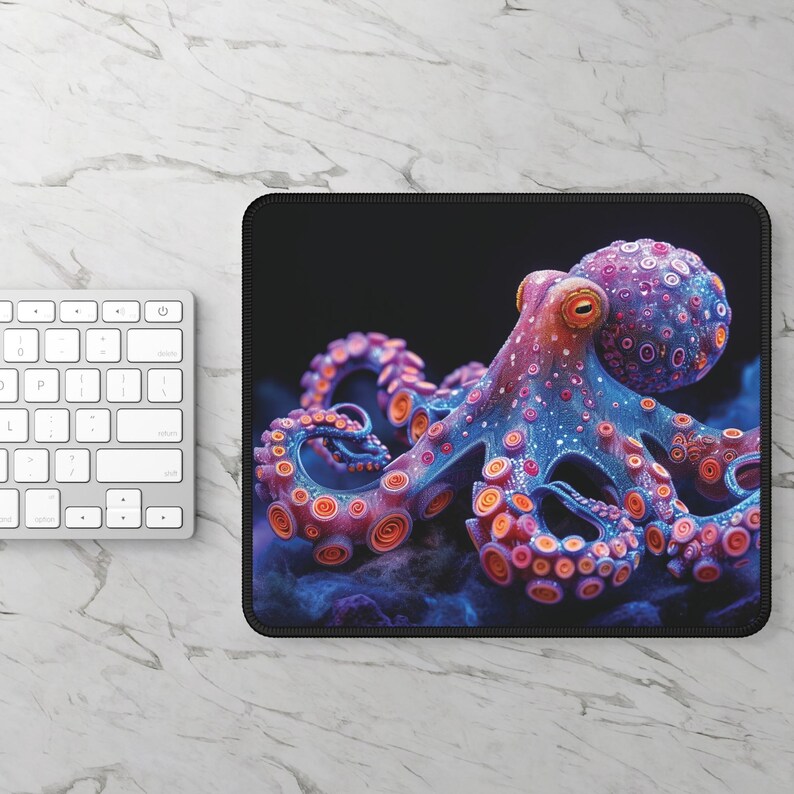 Psychedelic Octopus Desk Mat Trippy Sea Creature Art, Large Gaming ...