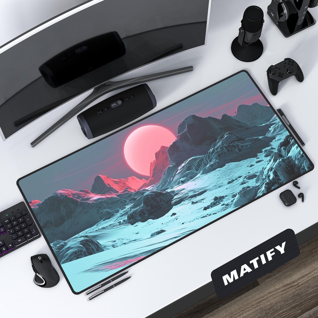 Sci-fi Planet Desk Mat Alien Landscape Art, Large Gaming Mousepad Red ...