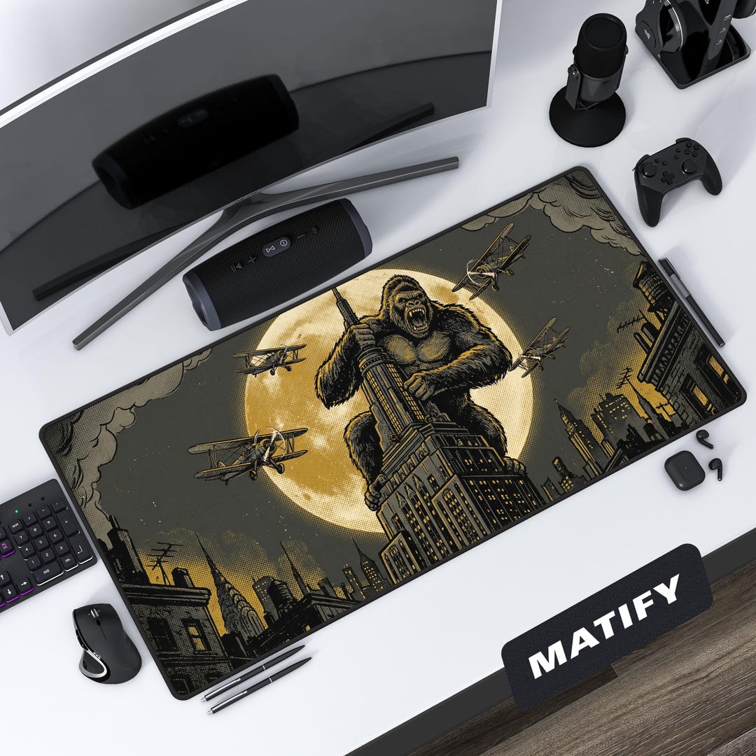 King Kong Movie Desk Mat | Retro Comic Giant Ape Extended Mouse Pad ...