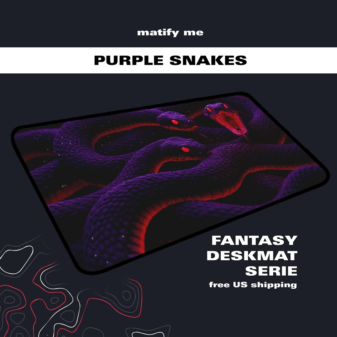 Neon Snakes Deskmat | Reptile Mousepad Playmat | Glowing Snakes Desk ...