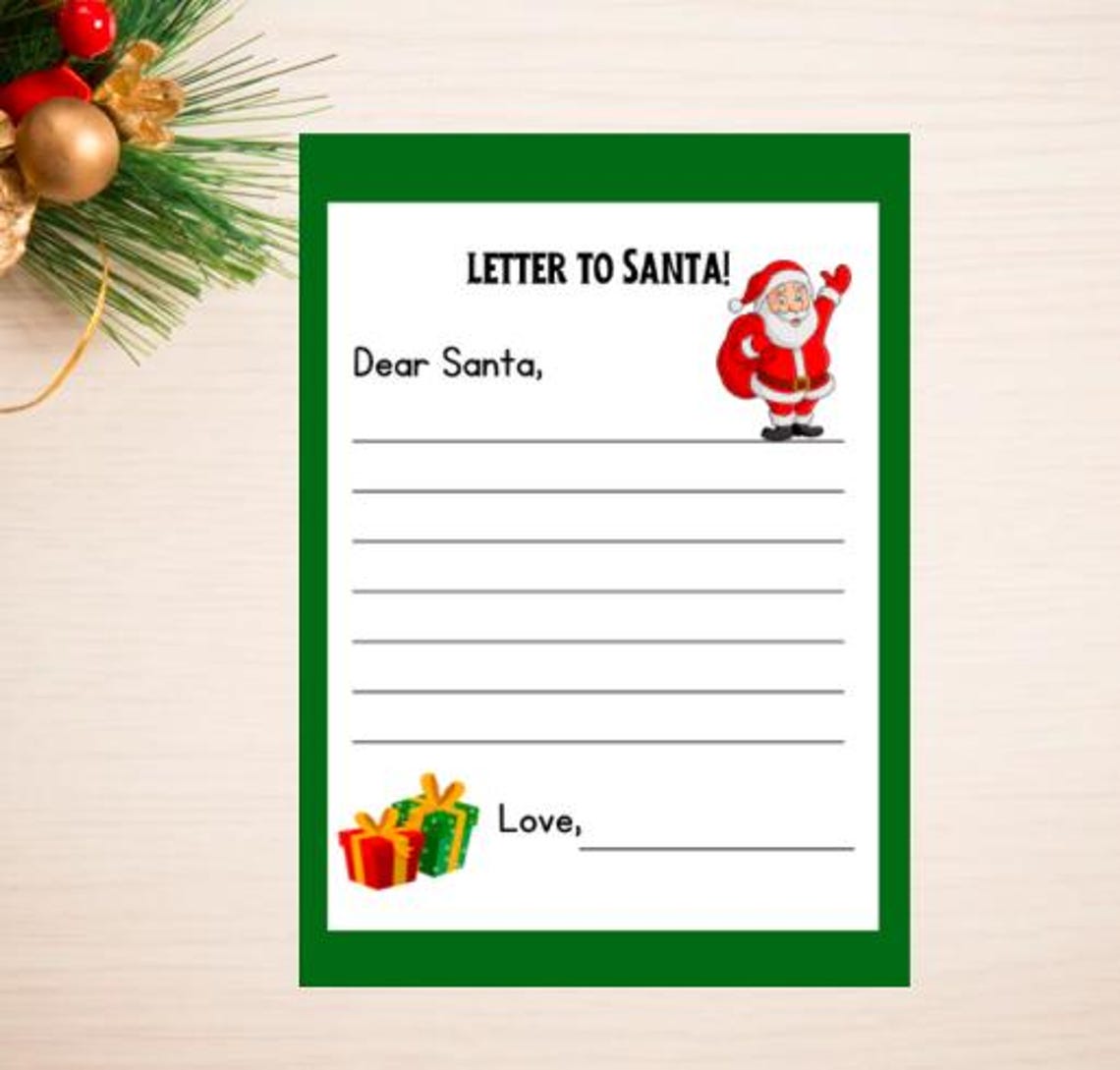 Christmas Letter to Santa, Printable Letter Template, Kids Christmas ...