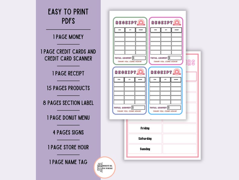 Doughnut Shop Pretend Play Printable Pretend Play Printable Bundle ...