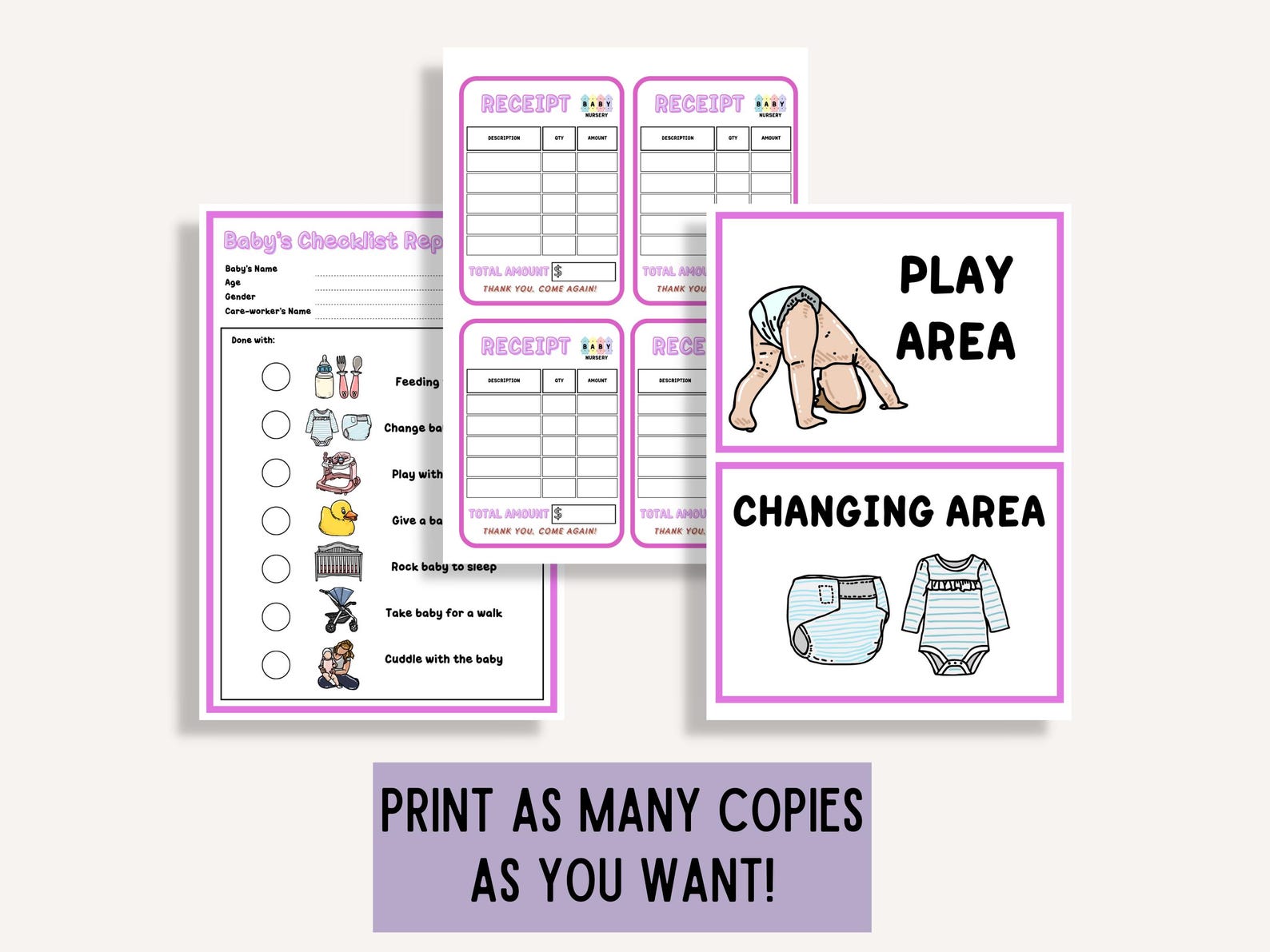 Baby Nursery Pretend Play Printables for Kids Dramatic Play Printables ...