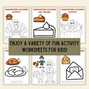 Thanksgiving Tracing Coloring Activity Worksheet Thanksgiving Tracing ...