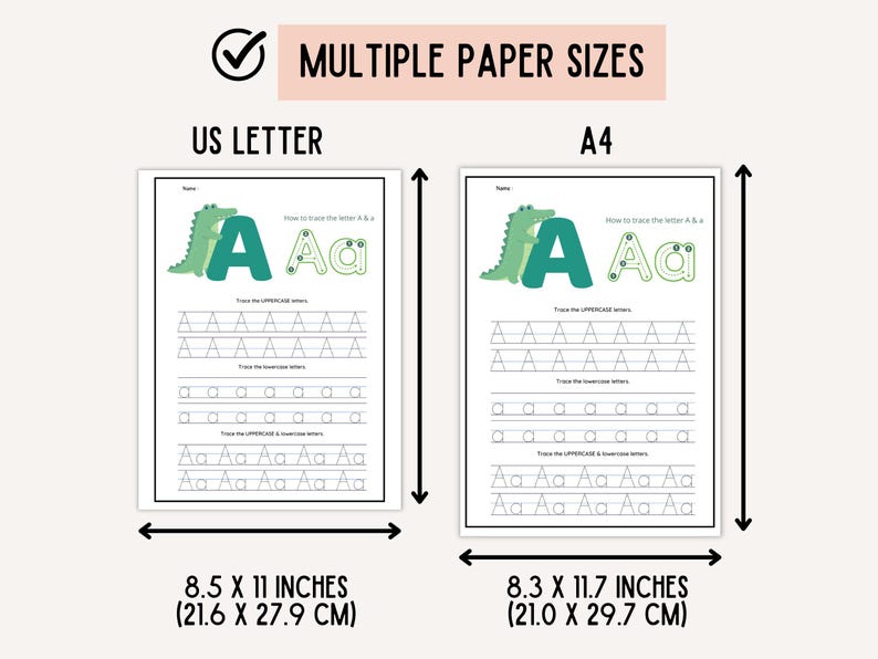 Preschool Alphabet Tracing Worksheets for Kids Preschool Pre K A4 ...
