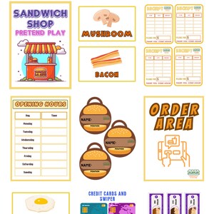 Sandwich Shop Pretend Play Printable Pretend Play Printable Bundle ...