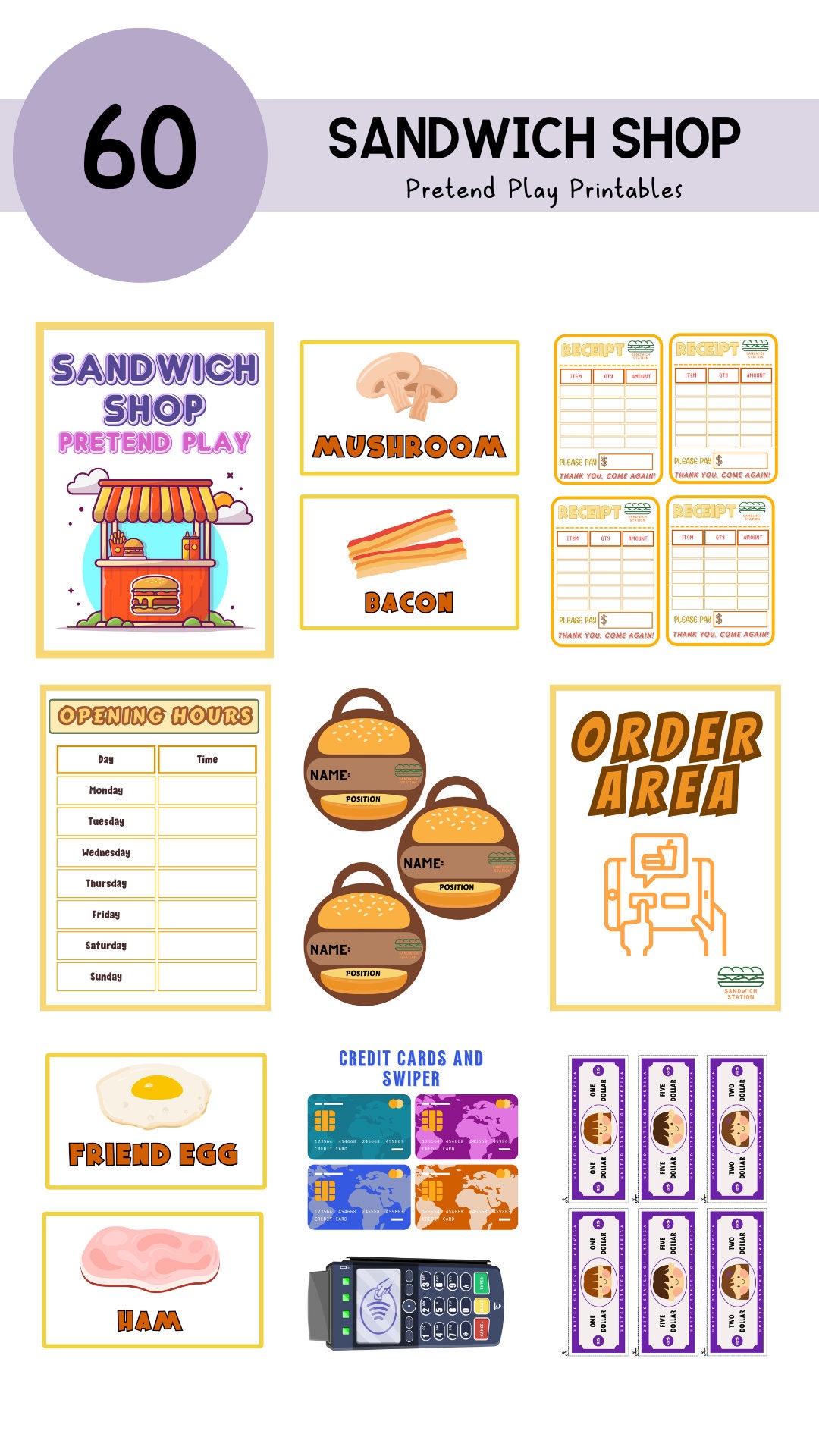 Sandwich Shop Pretend Play Printable Pretend Play Printable Bundle ...