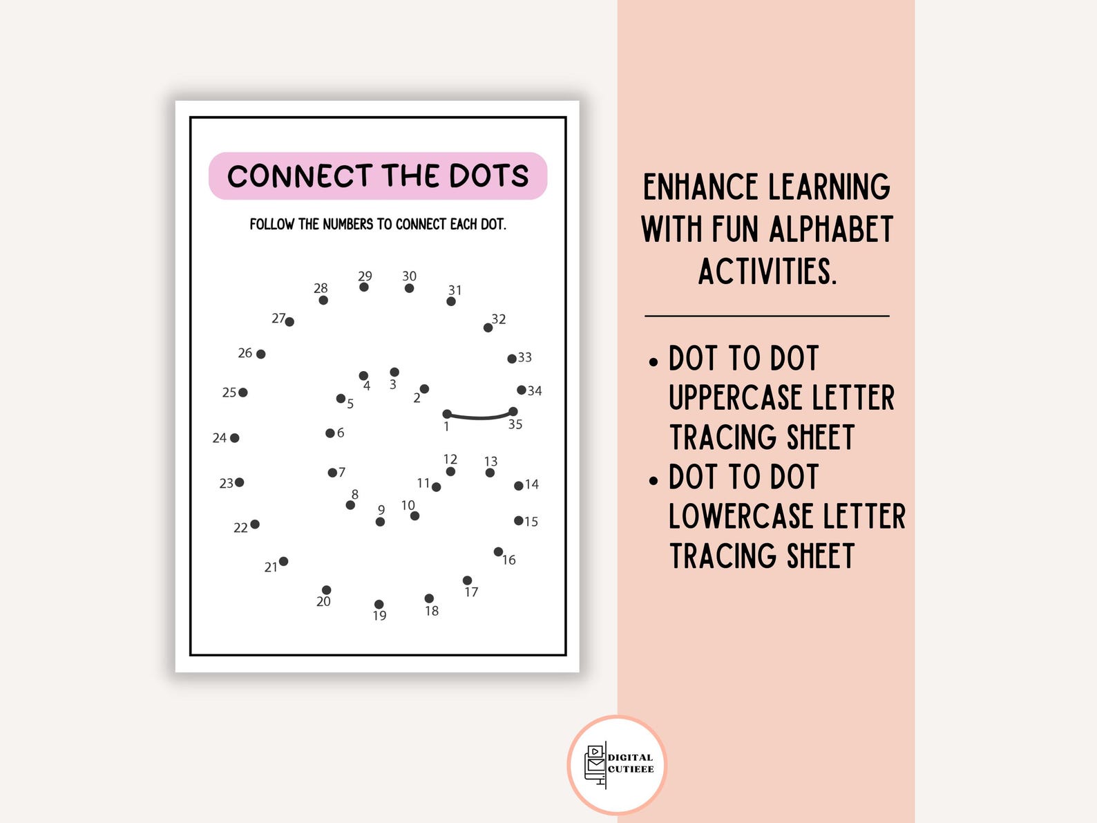 Alphabet Dot-to-dot Tracing Printables for Kids Preschool Pre K A4 ...