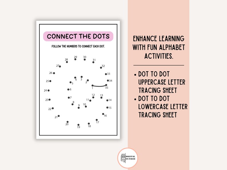 Dot to Dot Alphabet Tracing Printables Preschool Dot to Dot Worksheet ...