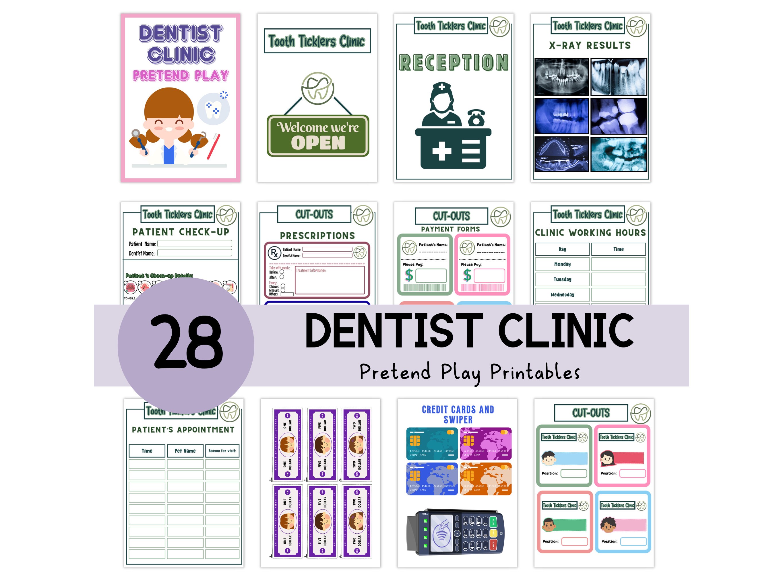 Dentist Clinic Pretend Play Printable Pretend Play Printable Bundle ...