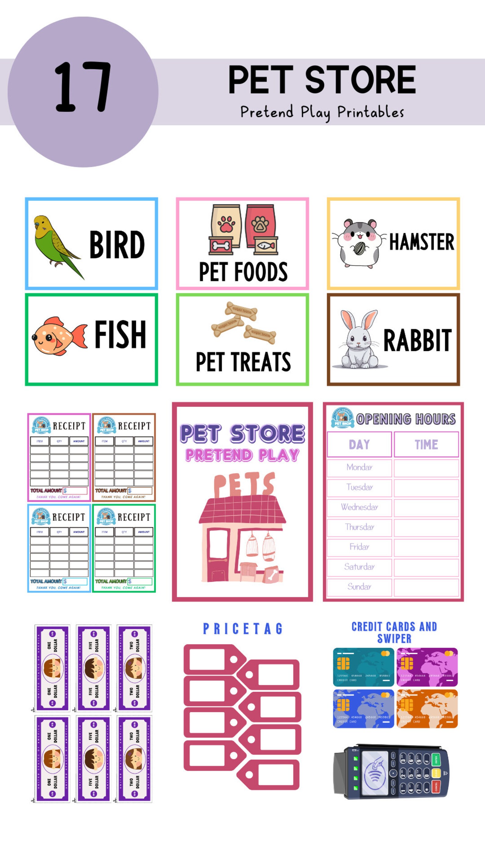 Pet Store Pretend Play Printables for Kids Preschool Pre K A4 Digital ...