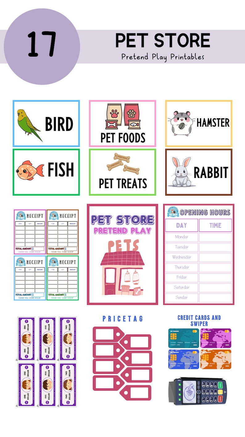 Pet Store Pretend Play Printables for Kids Preschool Pre K A4 Digital ...