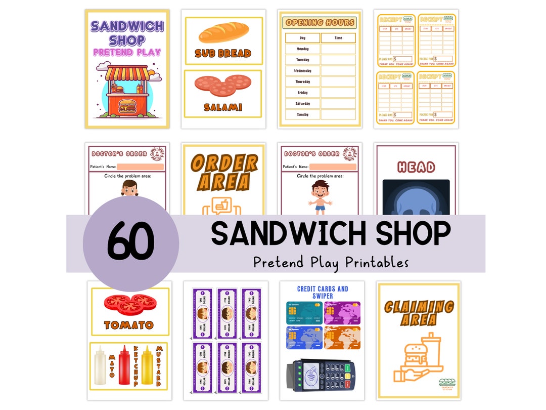 Sandwich Shop Pretend Play Printable Pretend Play Printable Bundle ...