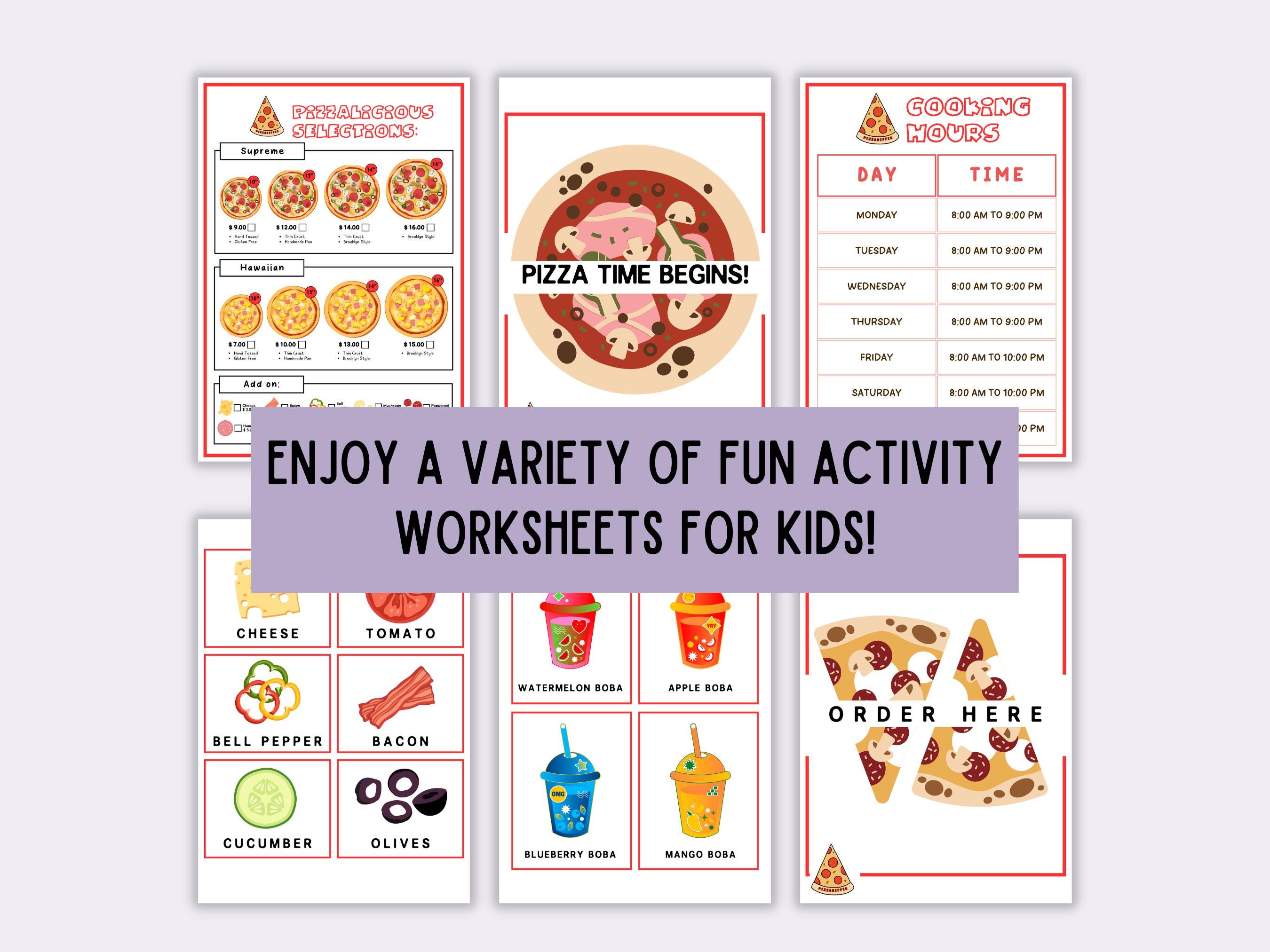 Pizza Pretend Play Printables for Kids Pizza Parlor Dramatic Play ...