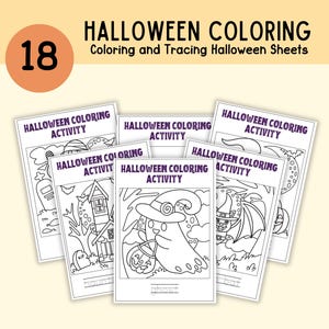 Halloween Coloring Tracing Worksheet for Kids Halloween Coloring ...