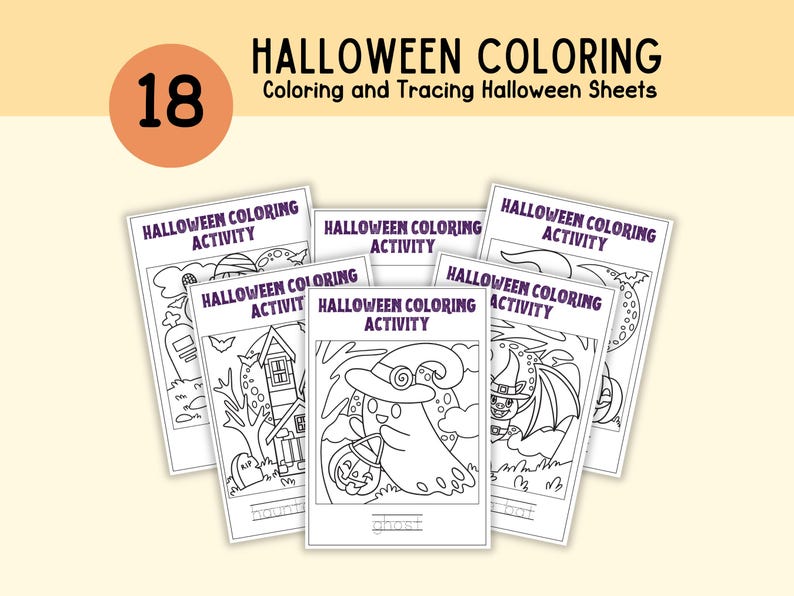 Halloween Coloring Tracing Worksheet for Kids Halloween Coloring ...