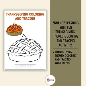 Thanksgiving Tracing Coloring Activity Worksheet Thanksgiving Tracing ...