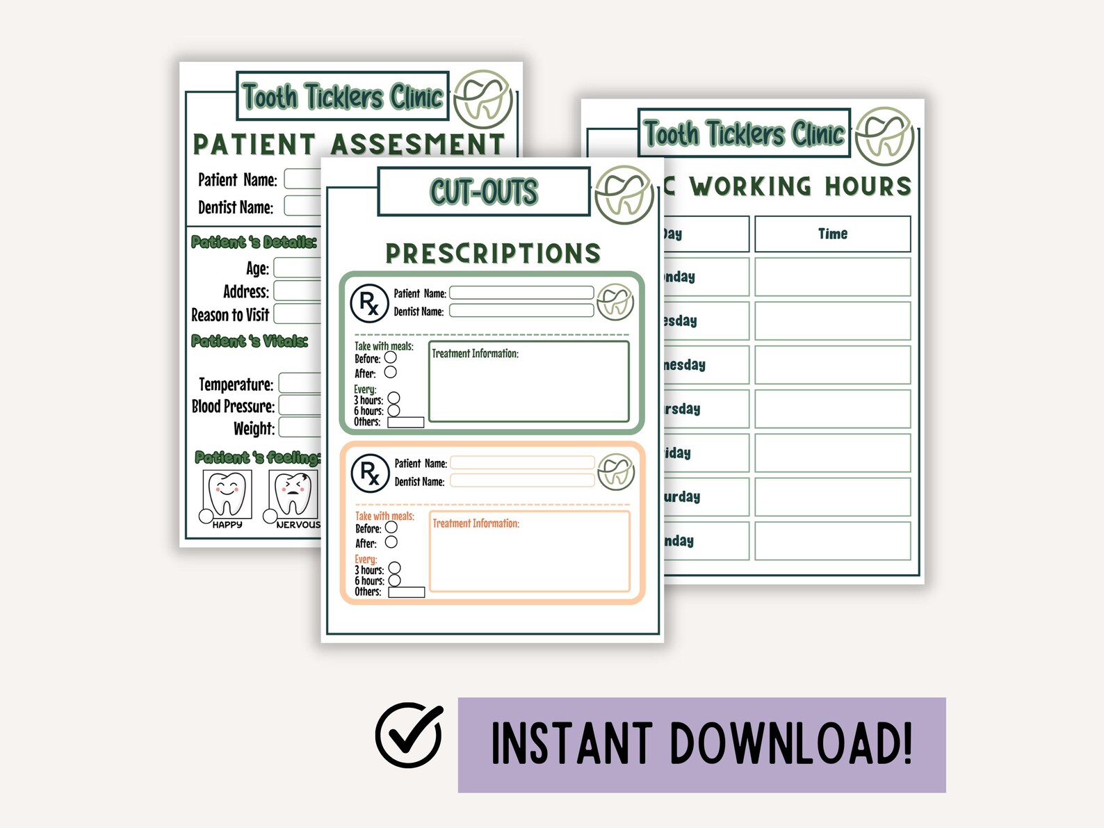 Dentist Clinic Pretend Play Printable Pretend Play Printable Bundle ...