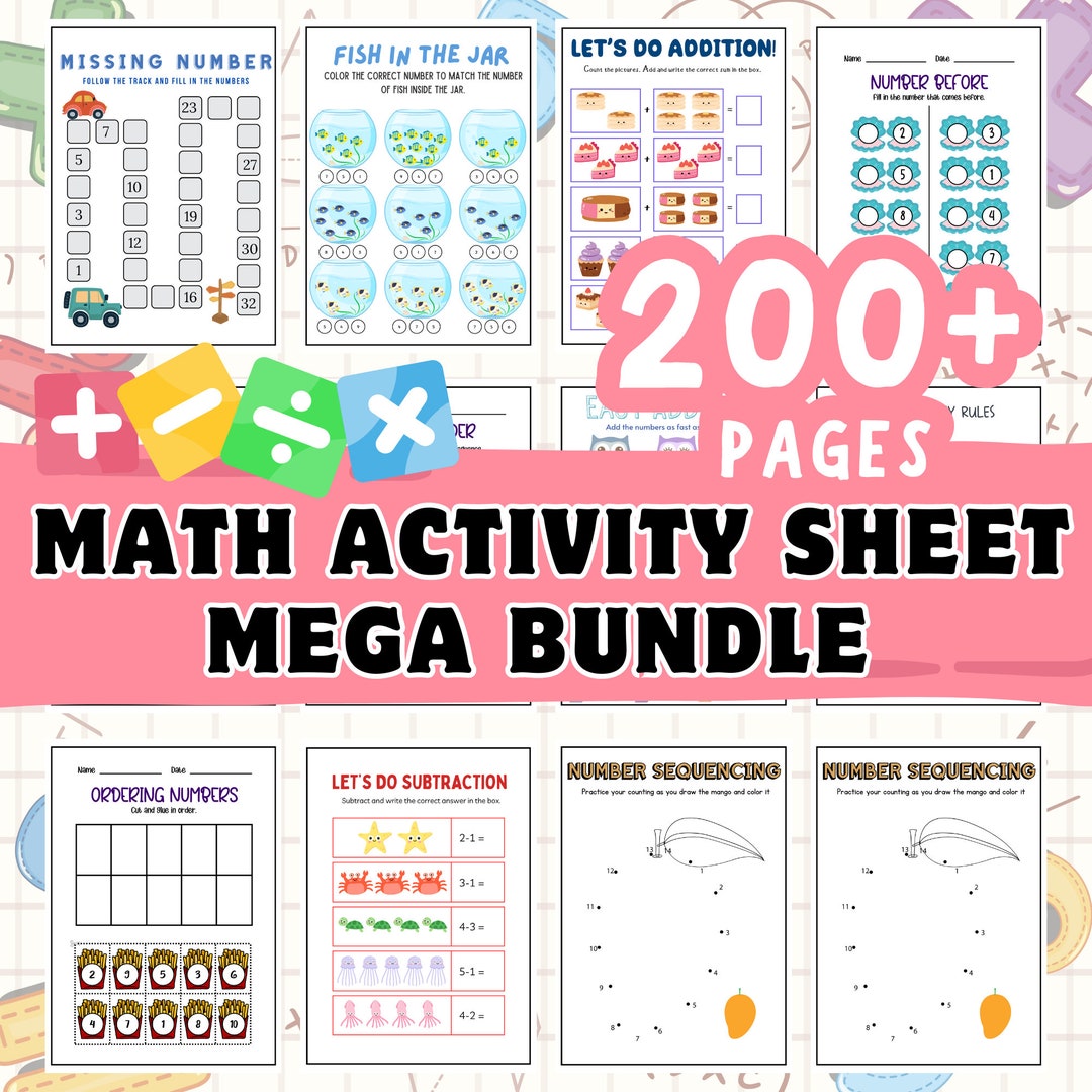 Math Worksheet Addition Subtraction Kids Worksheet Bundle Activity ...