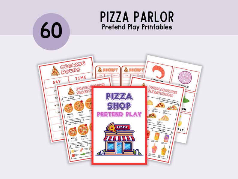 Pizza Pretend Play Printables for Kids Pizza Parlor Dramatic Play ...