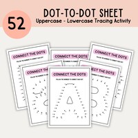 Alphabet Dot to Dot: Uppercase & Lowercase (PDF Pattern) - Etsy