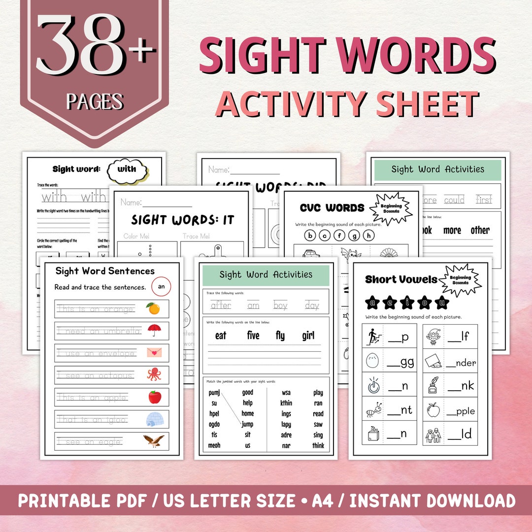 Sight Word Practice Learn to Read Educational Sight Word Bundle ...