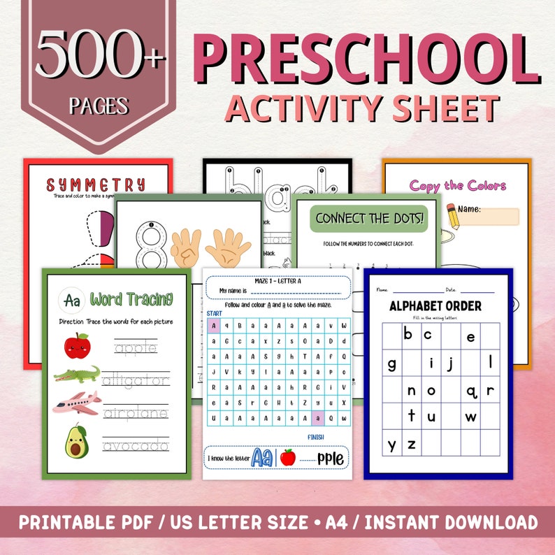 Preschool Pre-k Kindergarten Learning Bundle Activity Worksheets ...