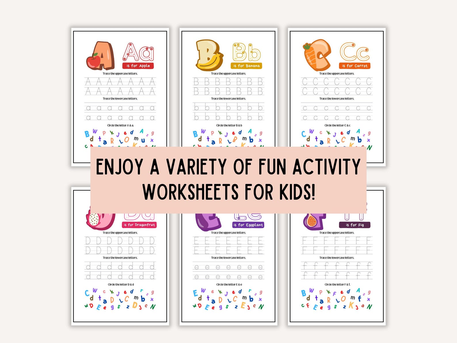 Alphabet Worksheets Printable Bundle for Preschool Printable Bundle for ...