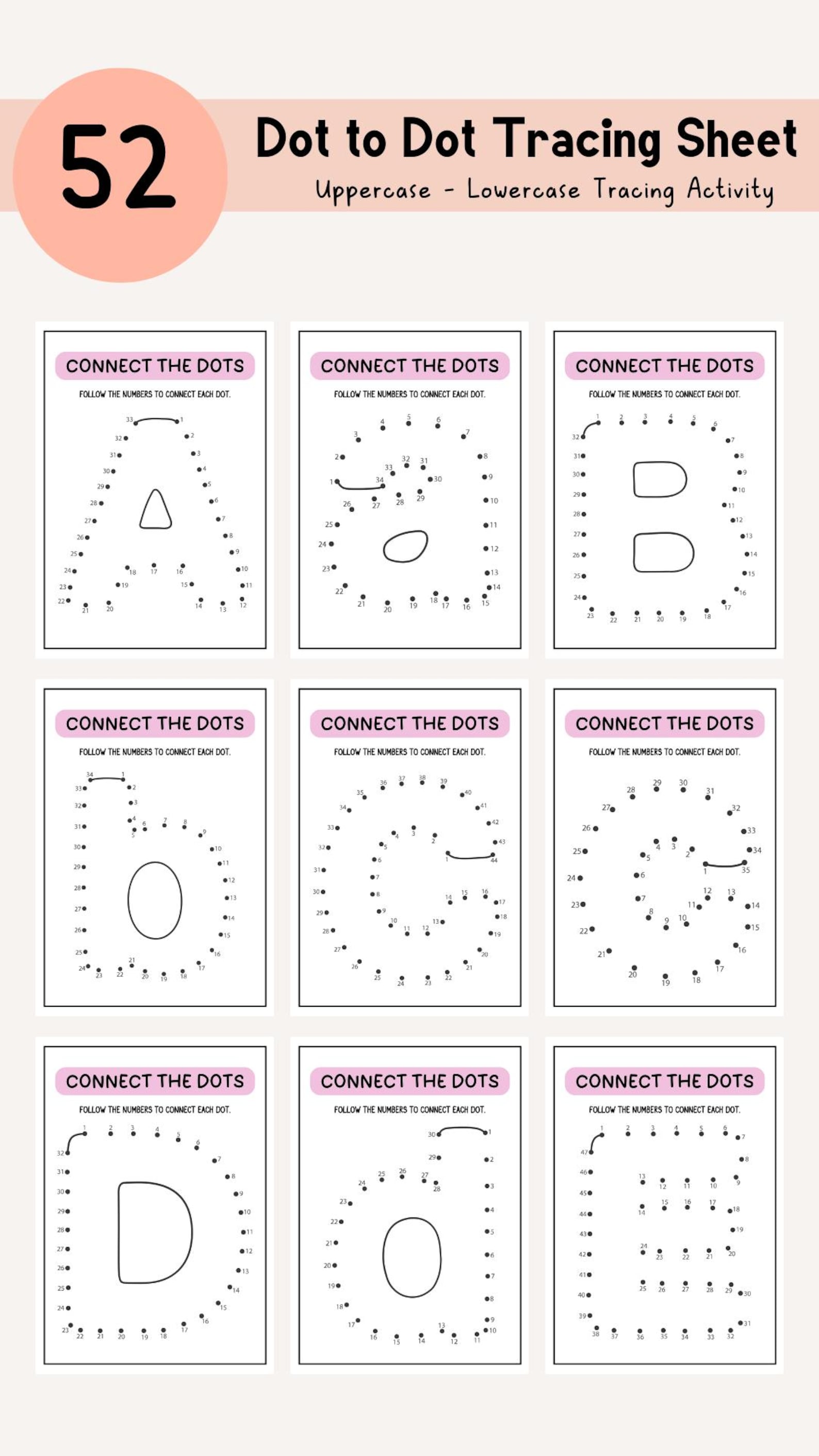 Dot to Dot Alphabet Tracing Printables Preschool Dot to Dot Worksheet ...