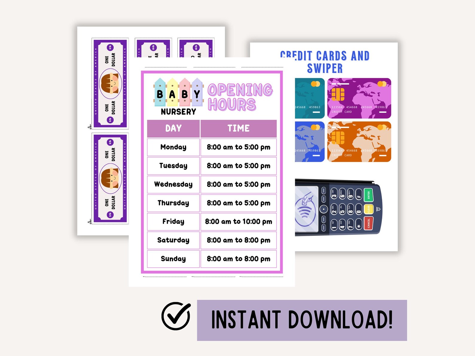 Baby Nursery Pretend Play Printables for Kids Dramatic Play Printables ...