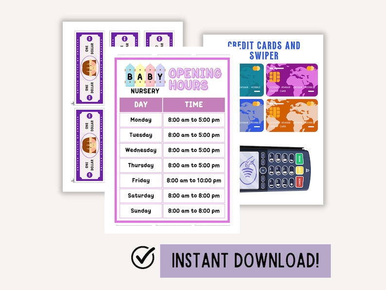 Baby Nursery Pretend Play Printables for Kids Preschool Pre K A4 ...