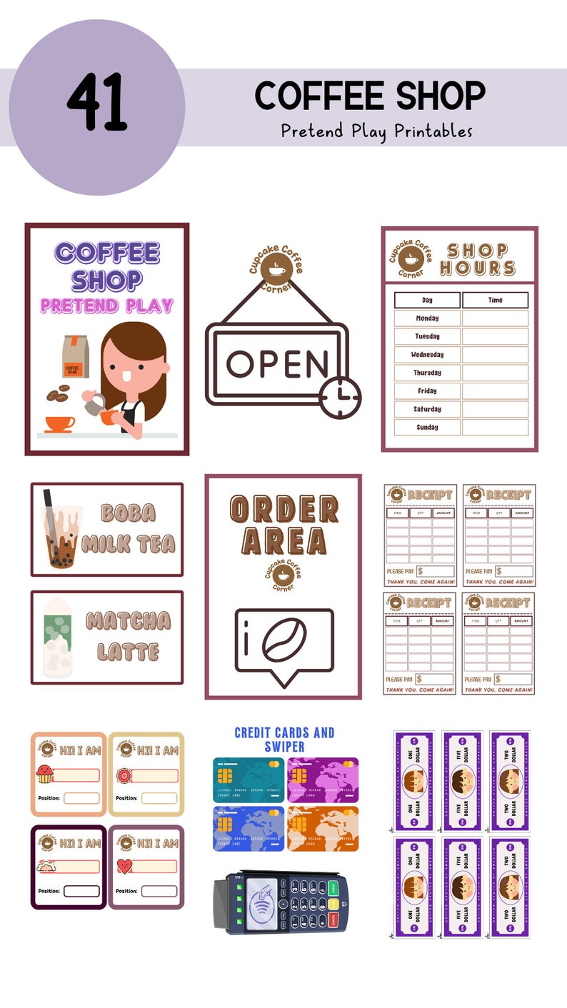 Coffee Shop Pretend Play Printable Pretend Play Printable Bundle Coffee ...