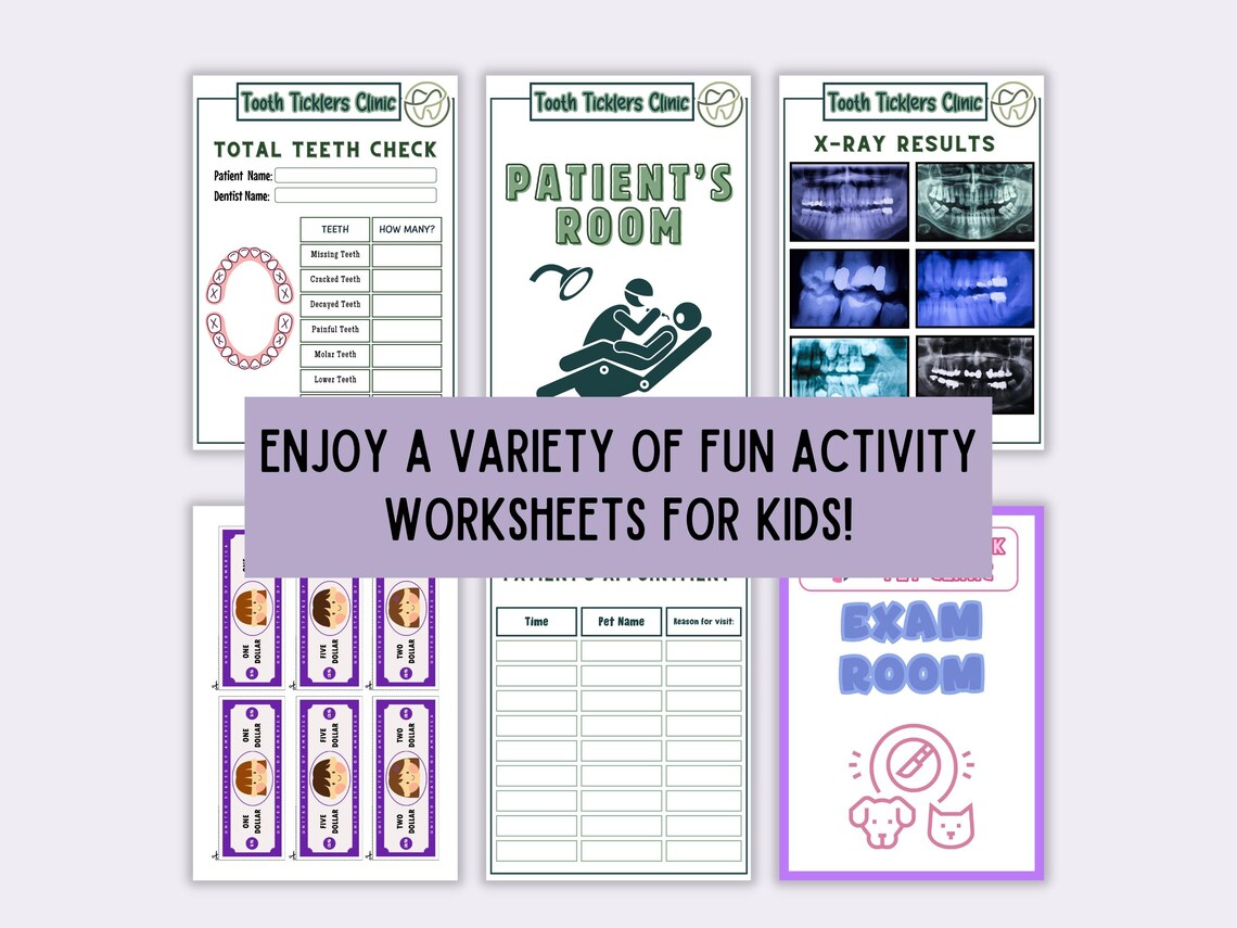 Dentist Clinic Pretend Play Printables for Kids Preschool Pre K A4 ...