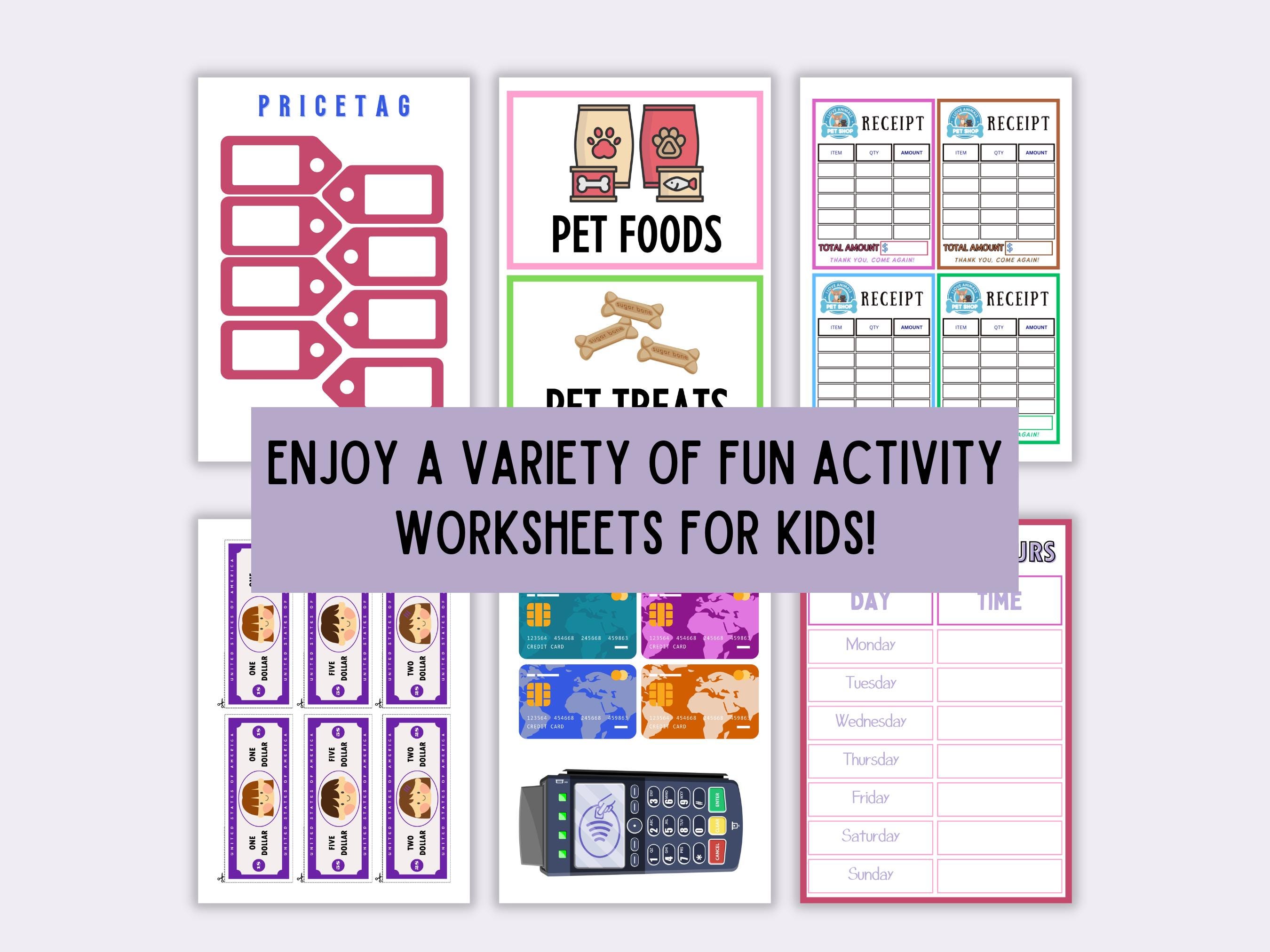 Pet Store Pretend Play Printables for Kids Preschool Pre K A4 Digital ...