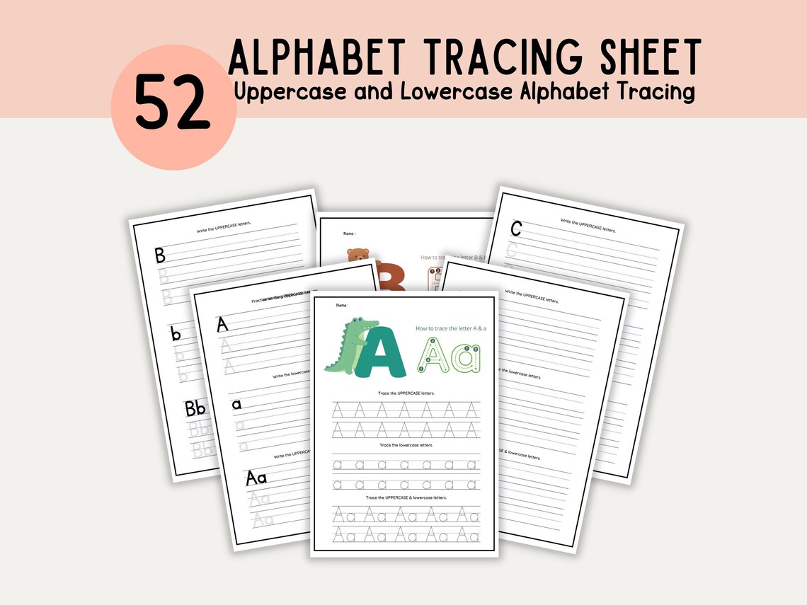 Preschool Alphabet Tracing Worksheets for Kids Preschool Pre K A4 ...