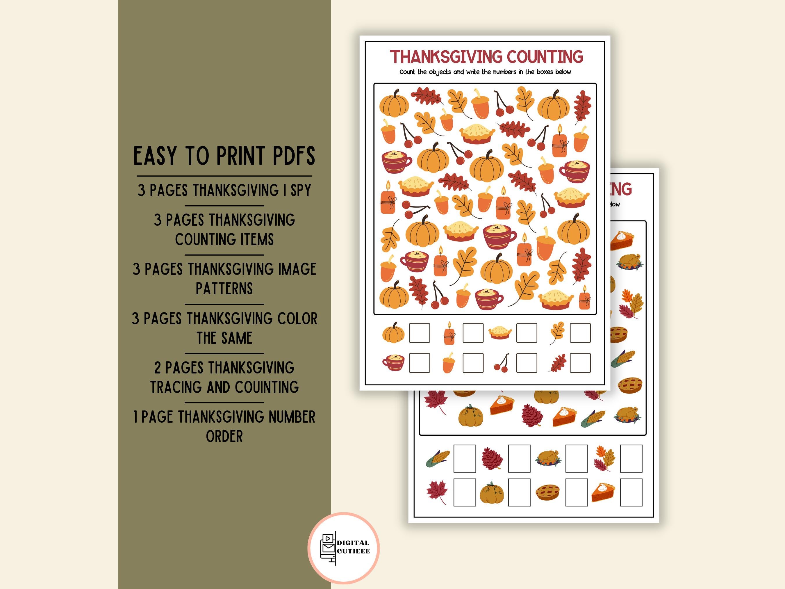 Thanksgiving Preschool Activity Worksheets Printables Preschool ...