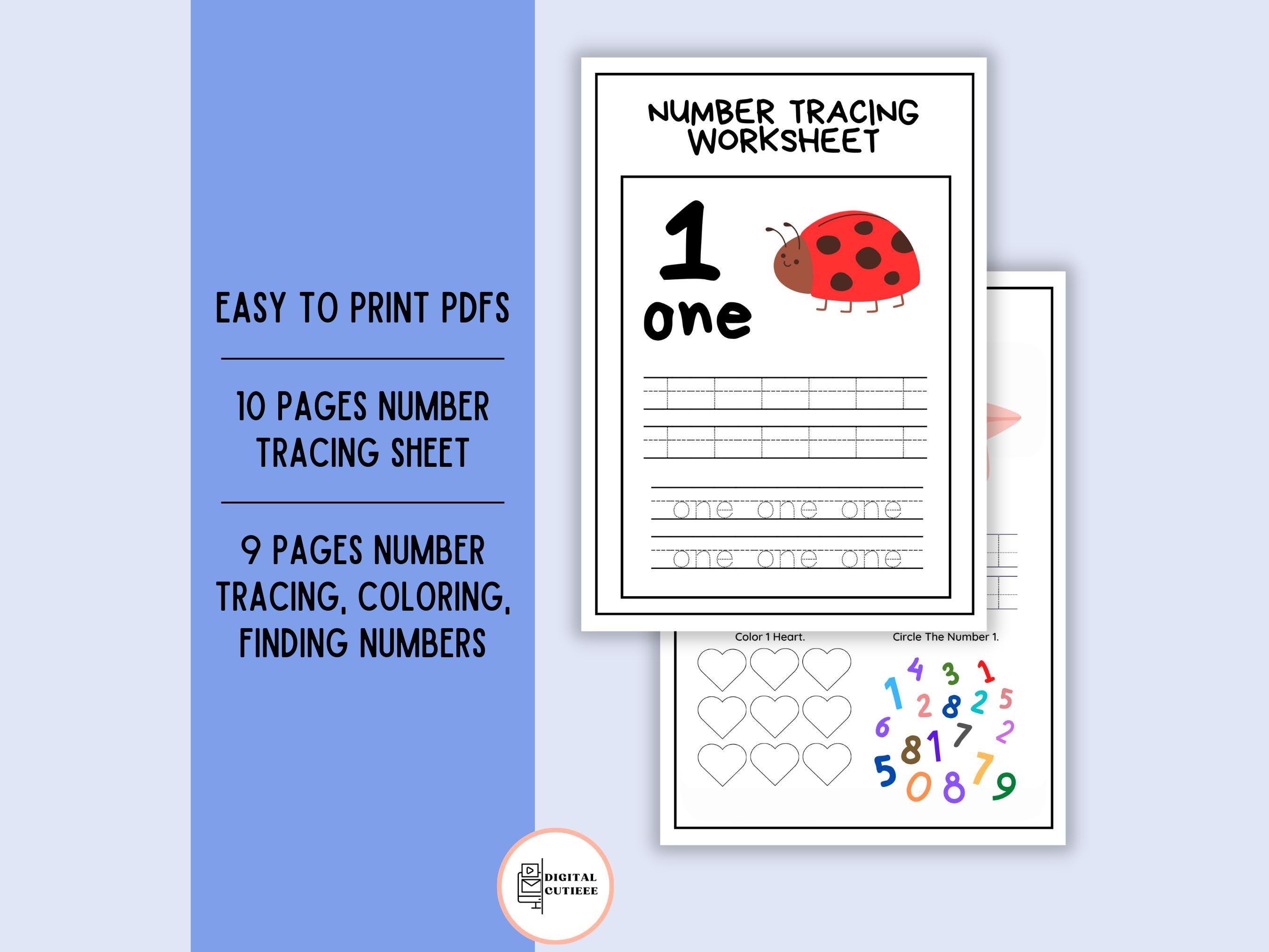 Number Tracing Preschool Worksheet Printable Number Tracing Worksheet ...