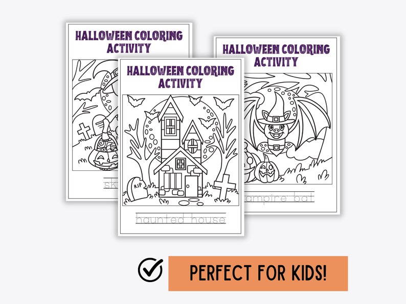 Halloween Coloring Tracing Worksheet for Kids Halloween Coloring ...