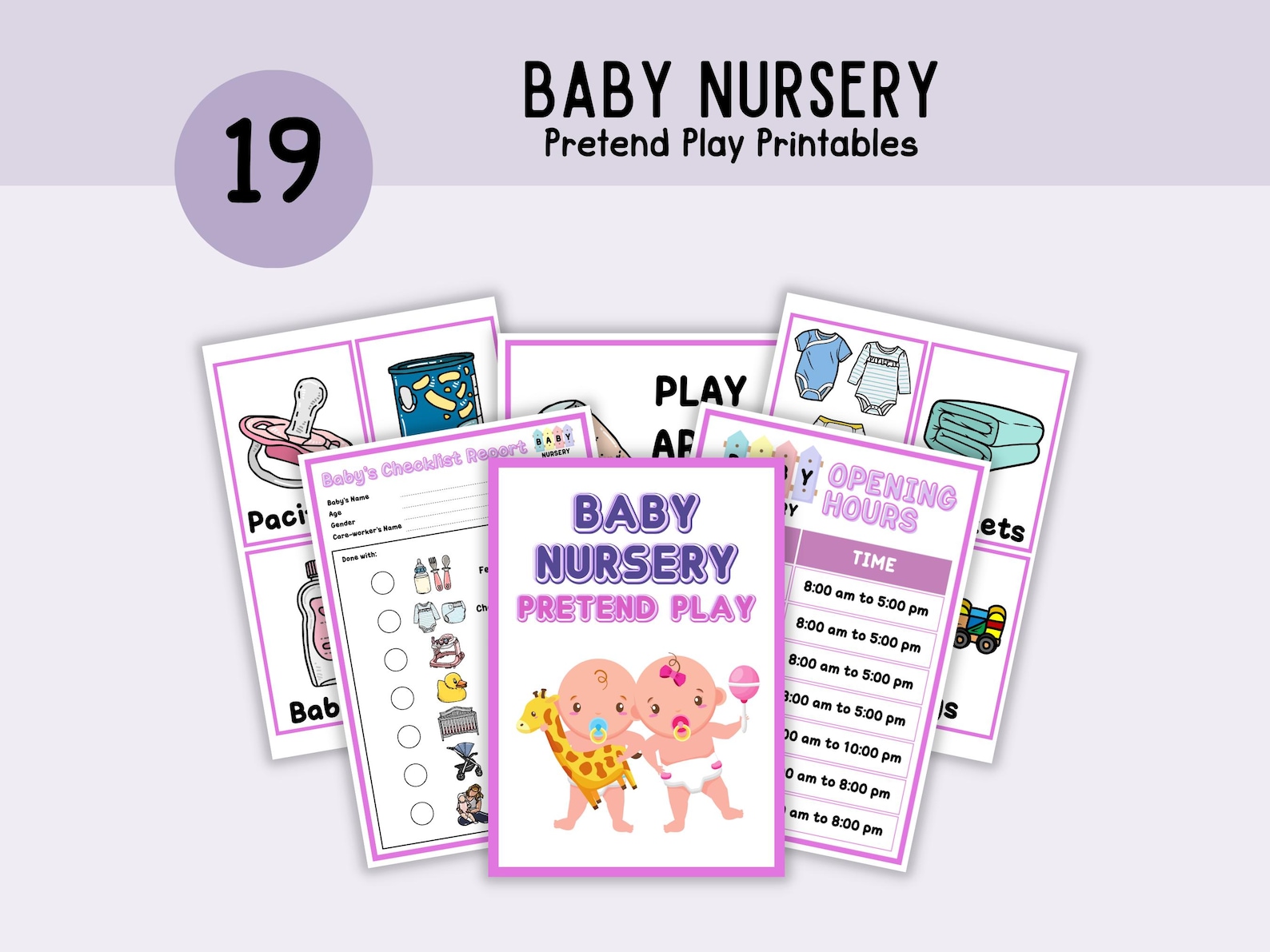Baby Nursery Pretend Play Printables for Kids Dramatic Play Printables ...